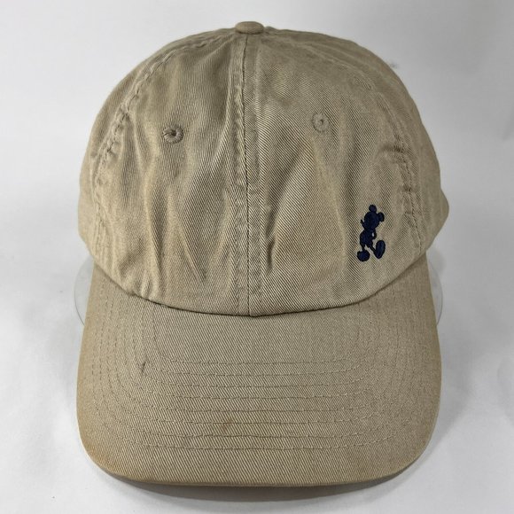 Disney | Accessories | Mickey Mouse Logo Hat Cap Strap Back Khaki Walt ...